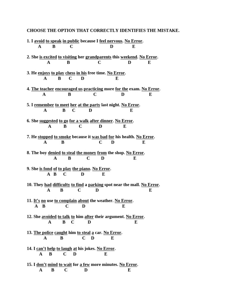 Choose The Option That Correctly Identifies The Mistake | PDF