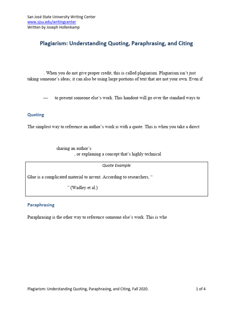 Quoting Paraphrasing and Citing | PDF | Citation