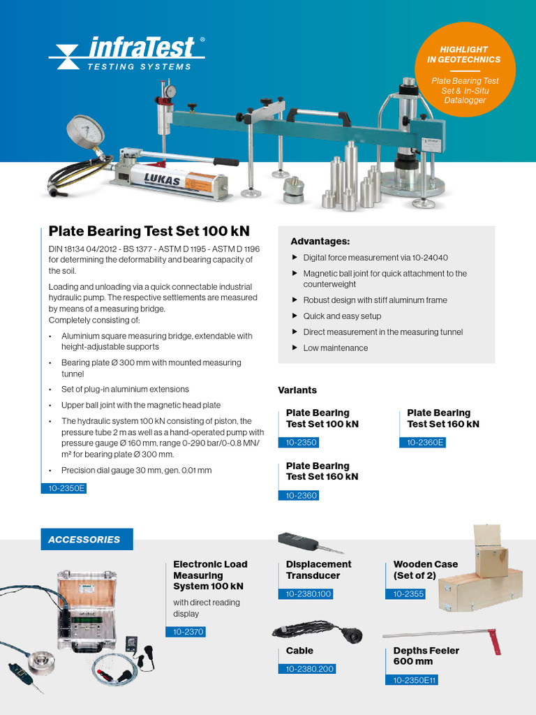 100 kN Plate Bearing Test Set Details | PDF | Manufactured Goods