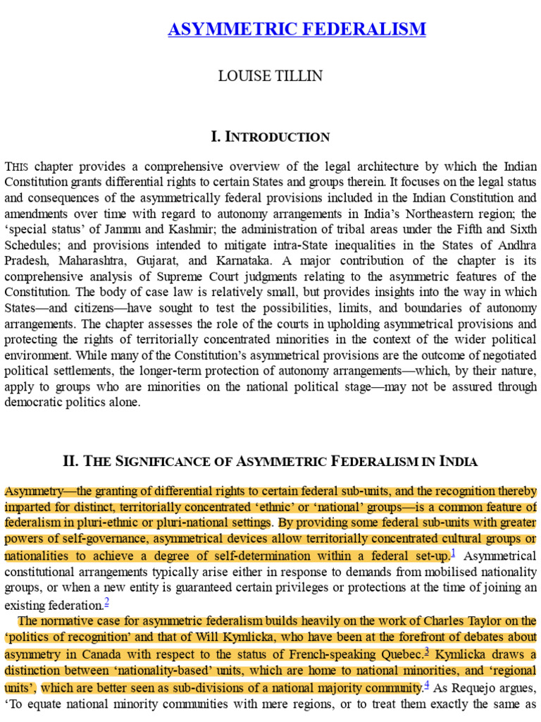 Louise Tillin - Asymmetric Federalism | PDF | Government