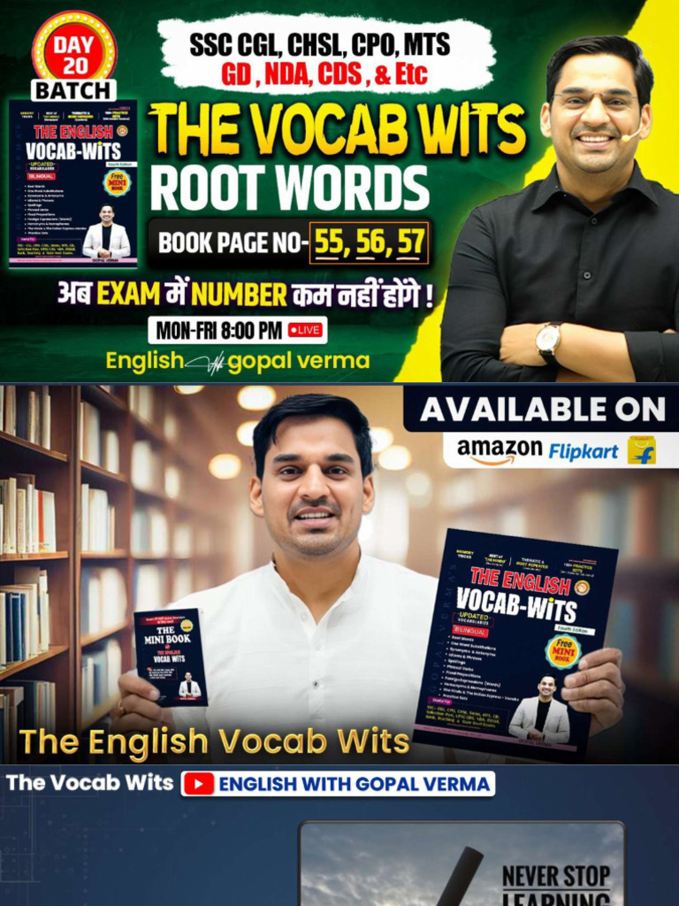 The English Vocab WIts Batch Class 20 by Gopal Verma Sir | PDF