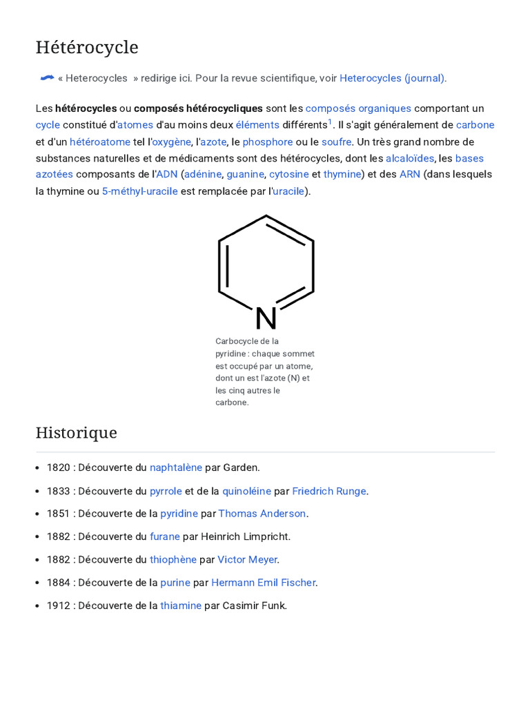 Comprendre les hétérocycles en chimie | PDF | Hétérocycle | Chimie ...