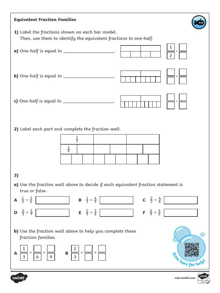 Horizontal Format – Equivalent Fractions Families | PDF | Mathematics ...