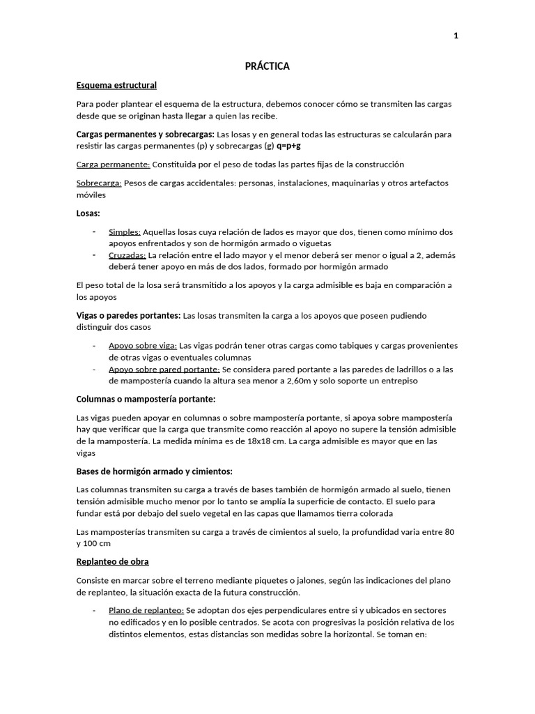 Resumen 1P Practica | PDF | Escalera | Hormigón