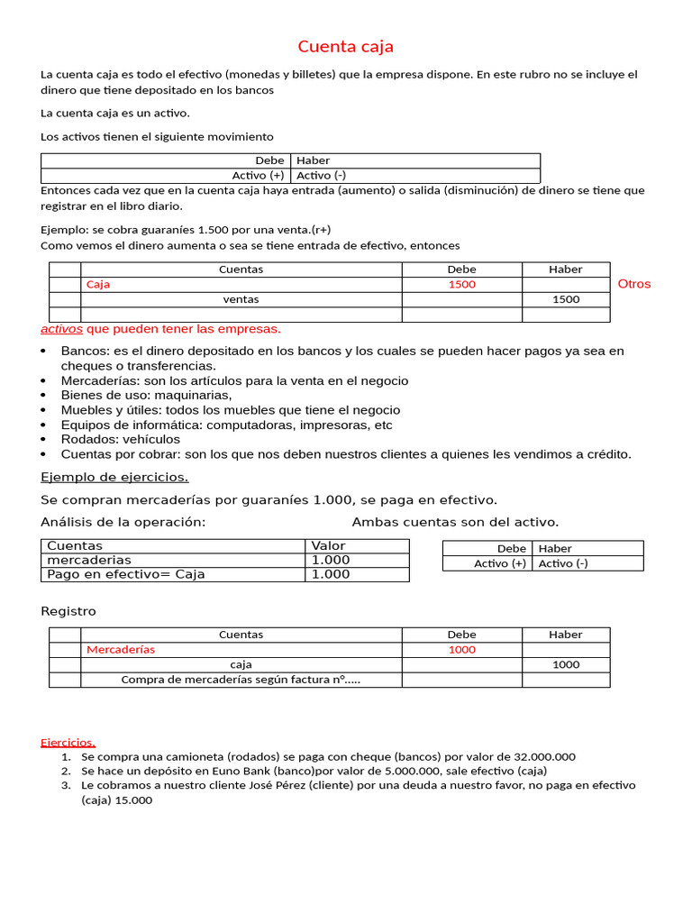 Gestión de Cuenta Caja en Contabilidad | PDF | Bancos | Dinero