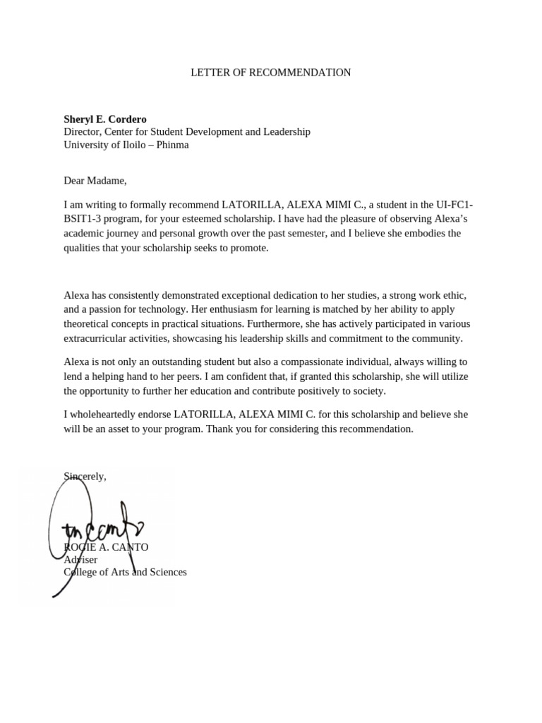 Letter of Recommendation | PDF