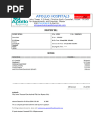 Apollo Hospital Inpatient Bill Receipt | PDF