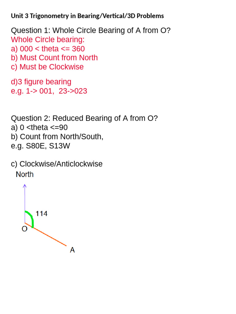 Unit 3 Trigonometry in Bearing Workout | PDF