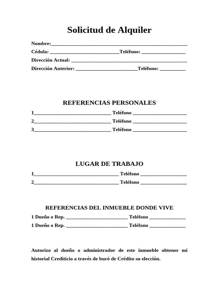 Solicitud de Alquiler | PDF