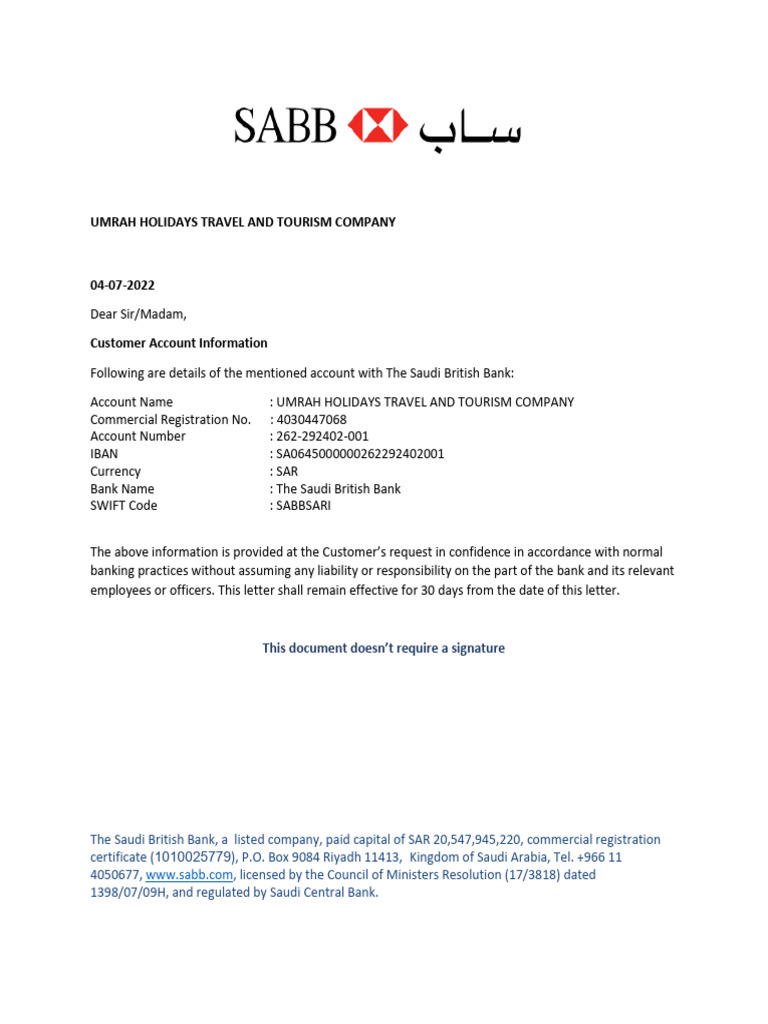 SABB Account Opening Details | PDF