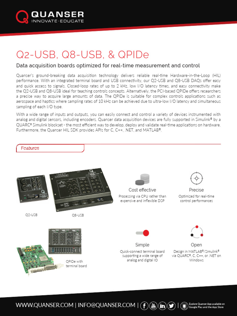 Quanser Data Acquisition Solutions | PDF | Data Acquisition | Input/Output