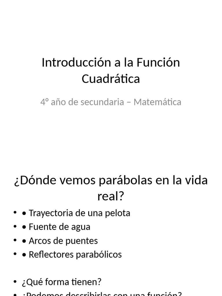 Funcion Cuadratica Intro 4to | PDF