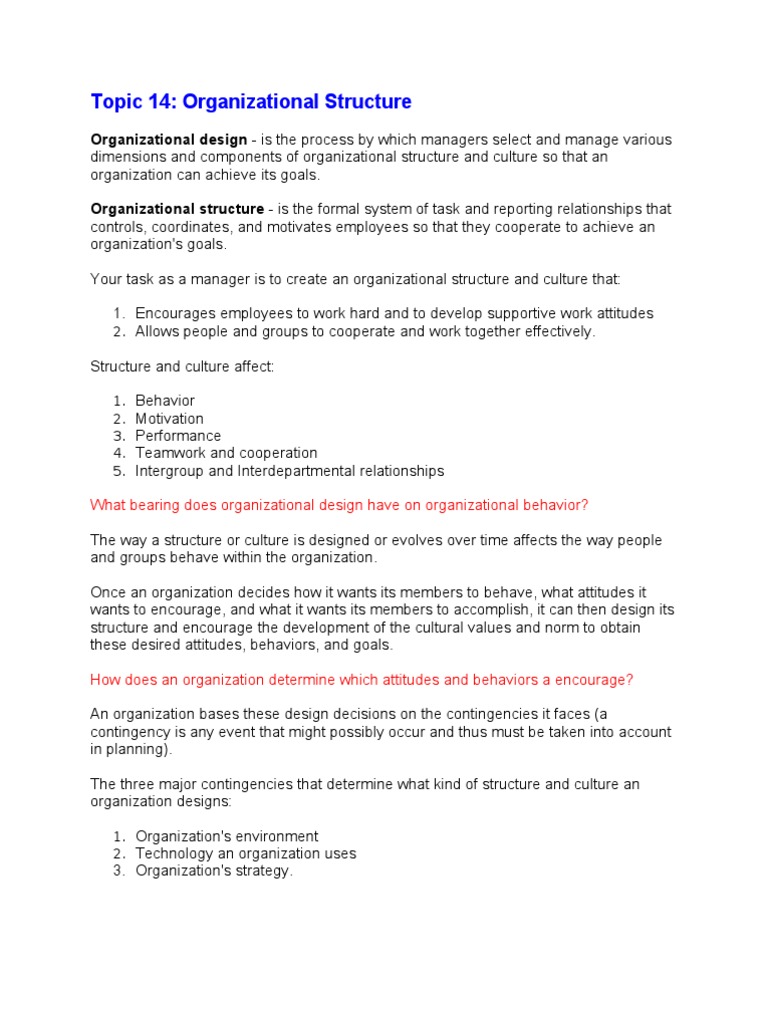 Organizational Structure | PDF | Organizational Structure | Performance ...