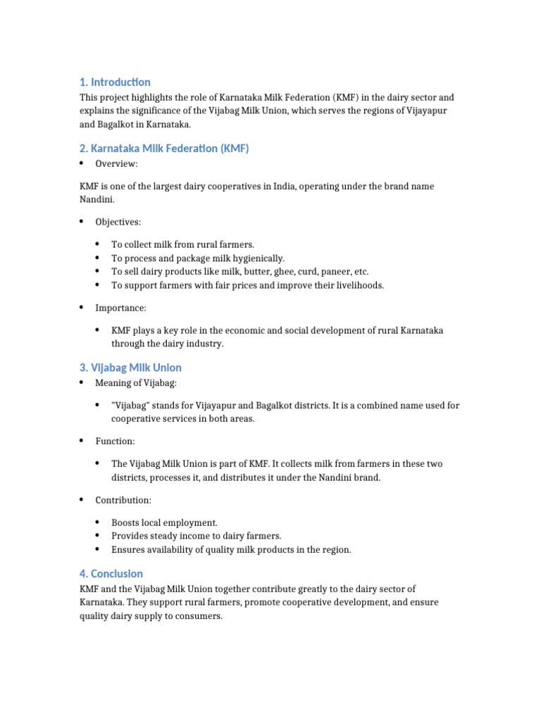 KMF Vijabag Project Edited | PDF