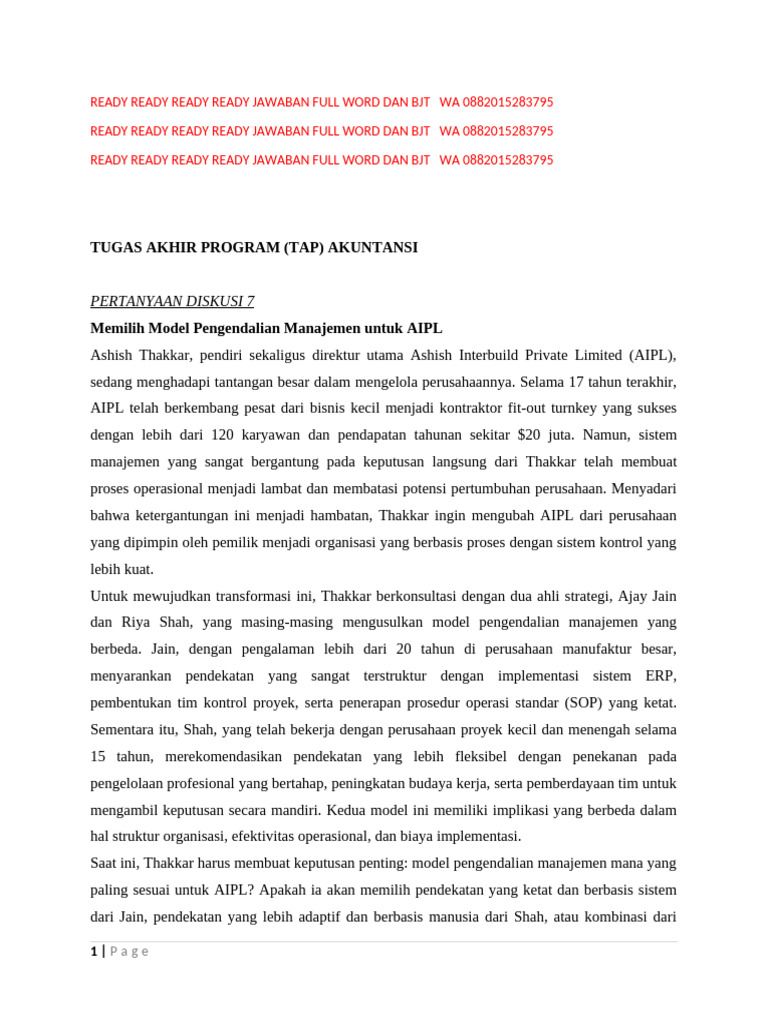 Memilih Model Pengendalian AIPL | PDF