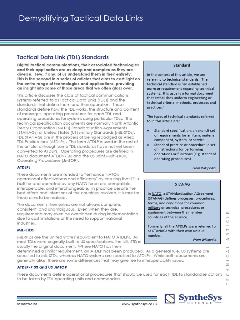Understanding Tactical Data Link Standards | PDF | Standardization ...
