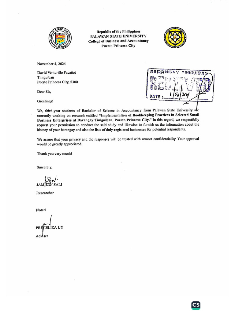 Barangay Letter | PDF