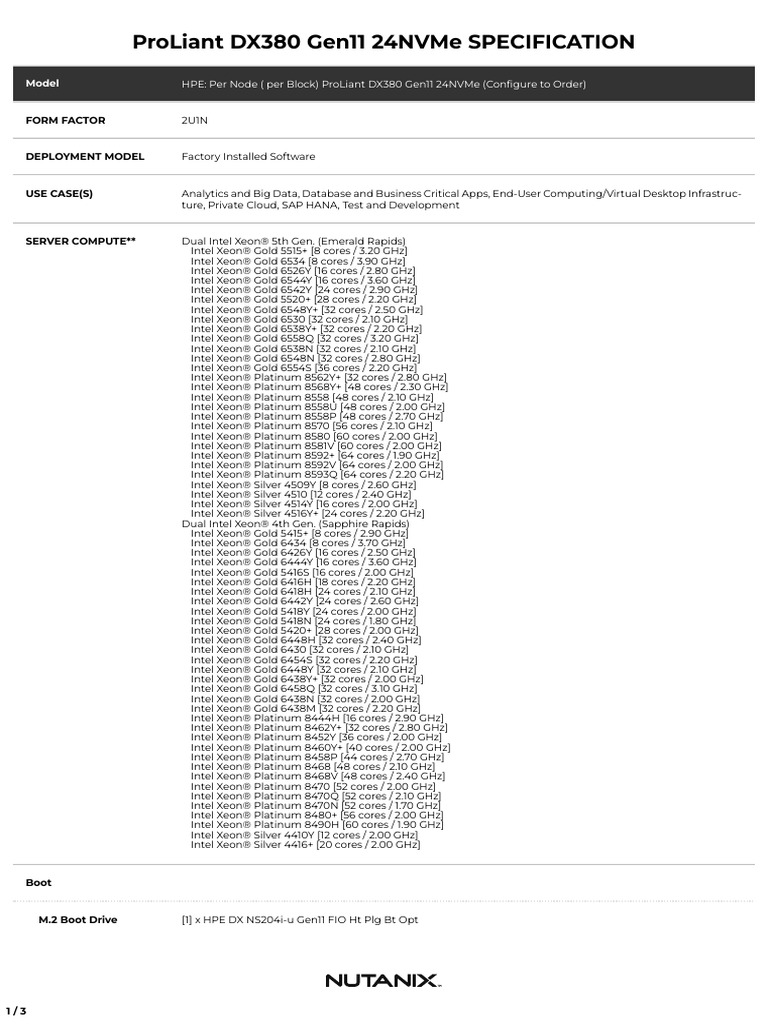 ProLiant DX380 Gen11 24NVMe | PDF | Intel | Computer Engineering