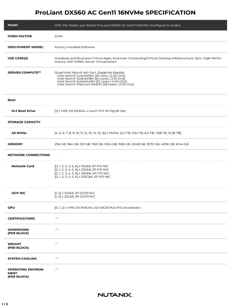 ProLiant DX560 AC Gen11 16NVMe | PDF | Computer Architecture | Computer Hardware