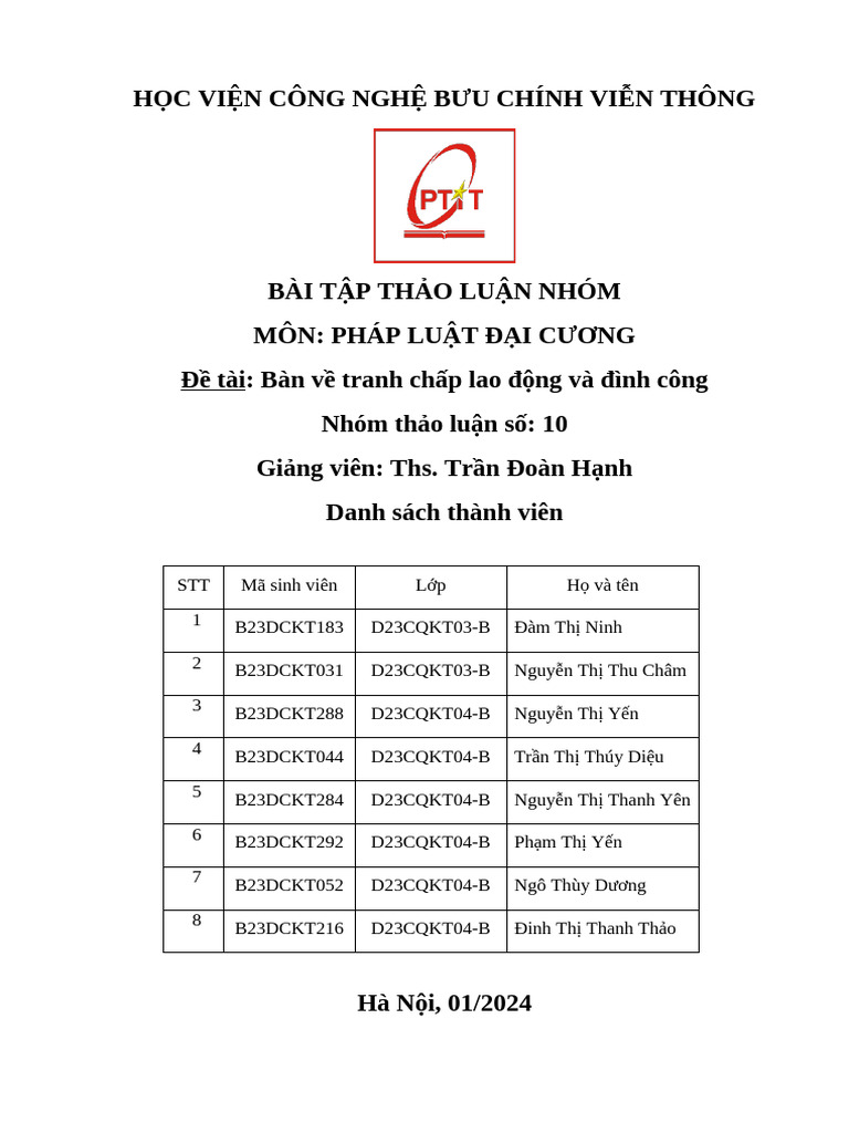 Thảo luận nhóm 10 Pldc | PDF