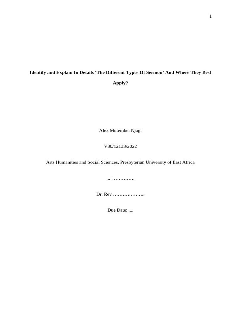 Identifying and Explaining The Different Types of Sermons and Their ...