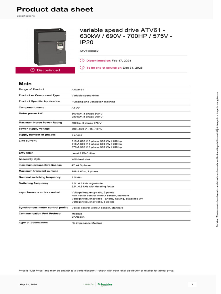 Schneider Electric - Altivar-61-Variable-Frequency-Drives-VFD ...