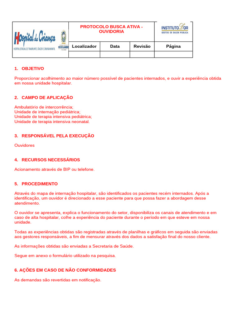 Protocolo Busca Ativa | PDF