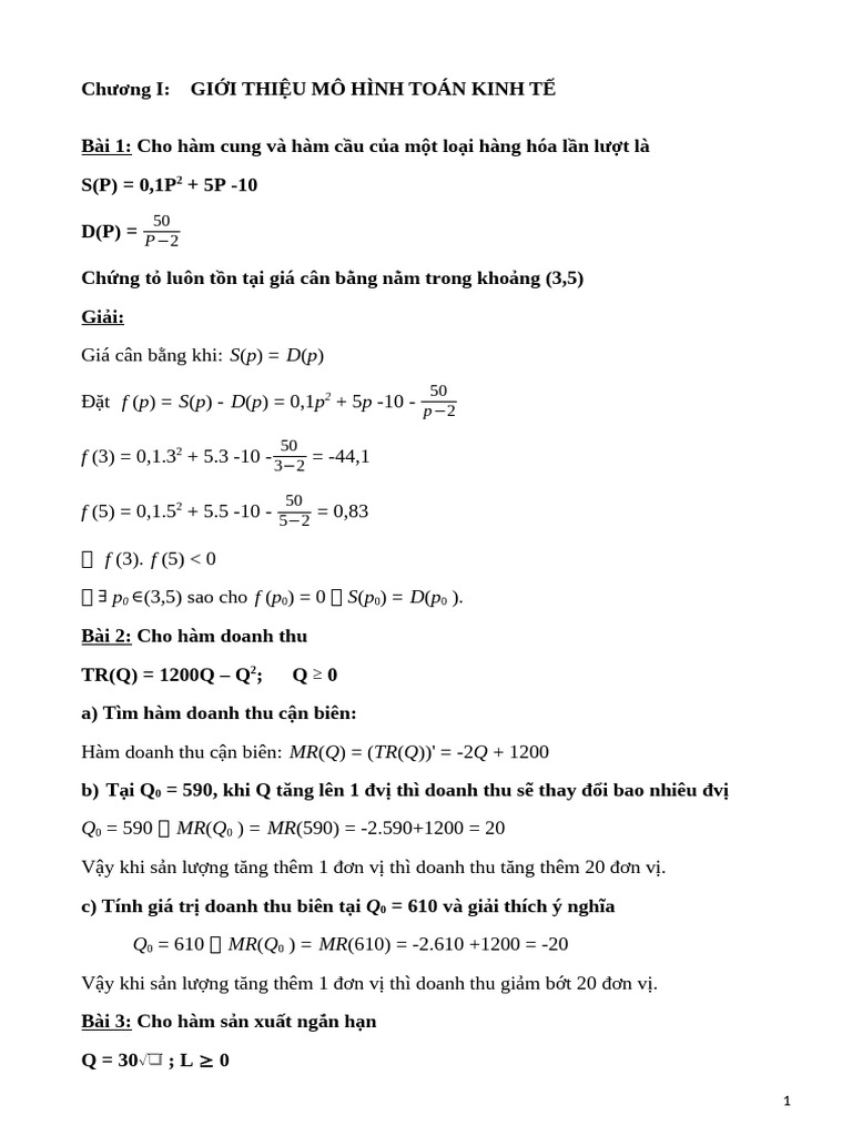 Bai Tap Toan Kinh Te | PDF