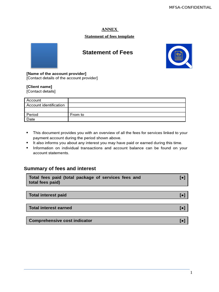 European-Union-Template-Statement-of-Fees | PDF | Interest | Fee