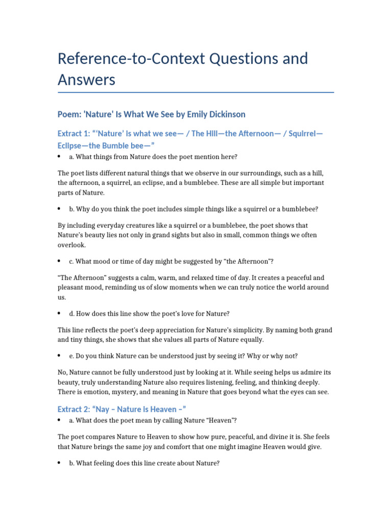 Understanding Dickinson's Nature Poem | PDF | Heaven | Bumblebee