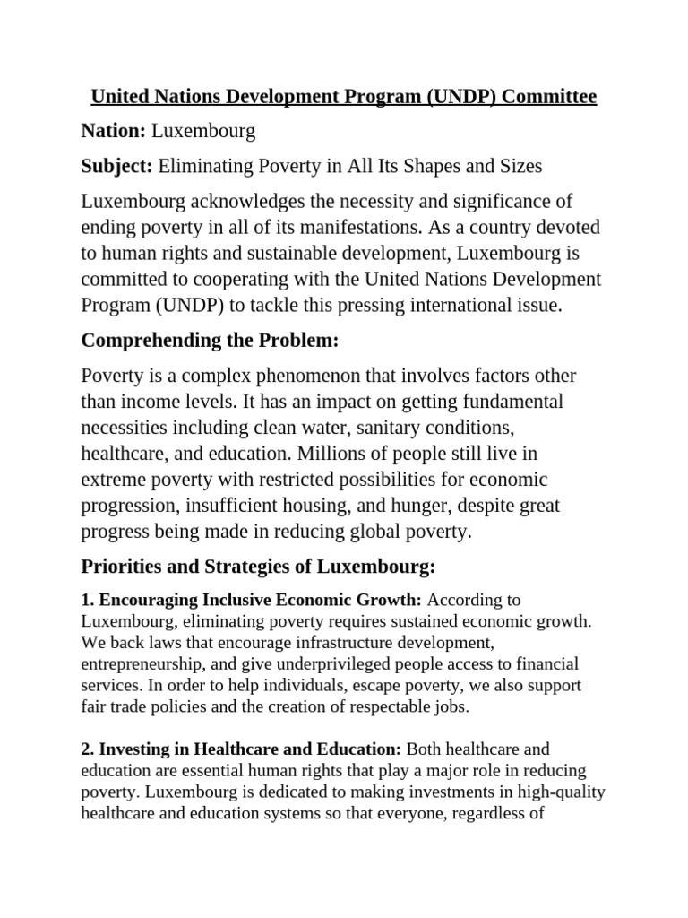 Undp Position Paper Luxembourg | PDF | Poverty | Poverty & Homelessness