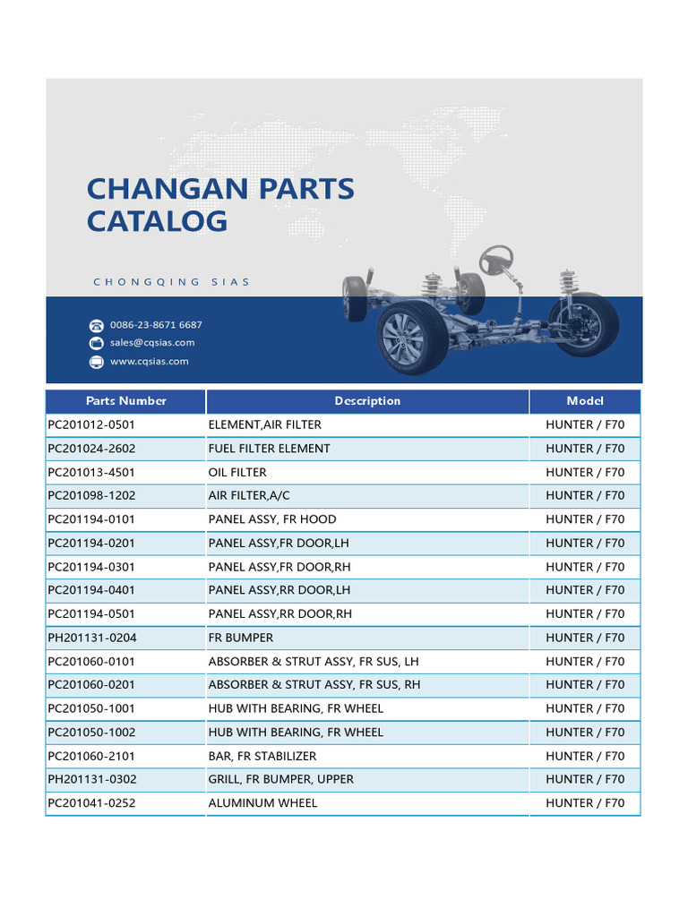 Hunter Changan Parts Catalog 1 | PDF | Brake | Piston