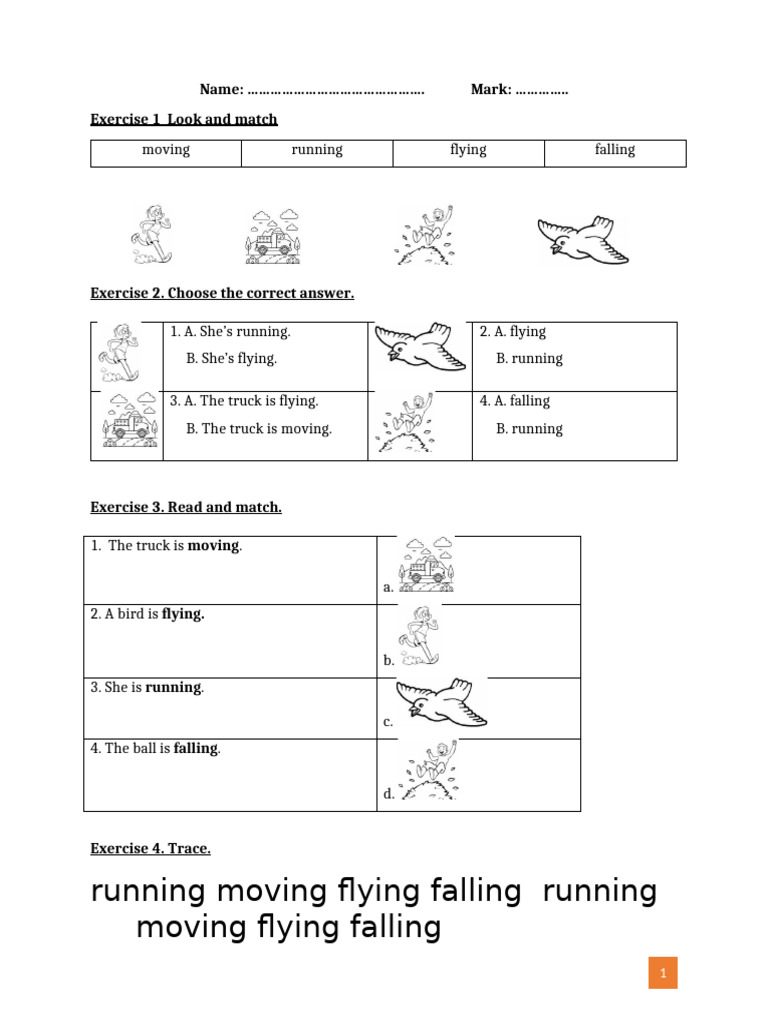 unit 5 - grade 1 - running - moving - flying | PDF