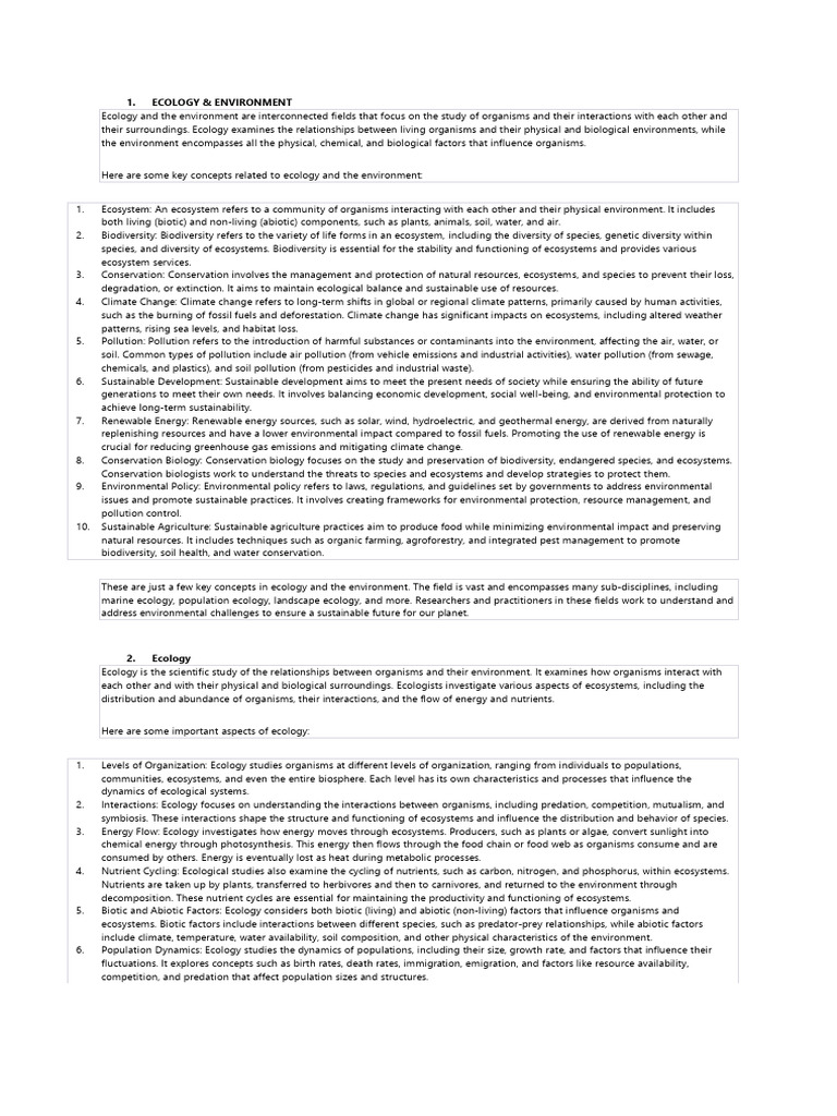 Ecology & Environment | PDF | Ecology | Ecosystem