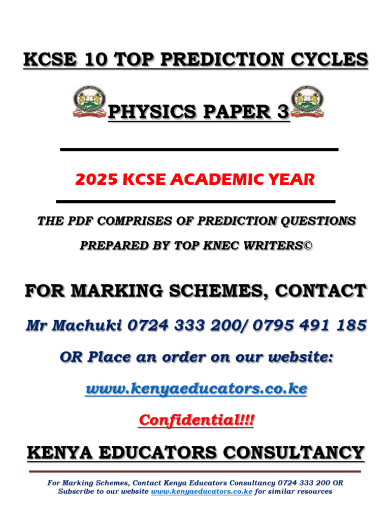 KCSE 2025 Physics Paper 3 Predictions | PDF