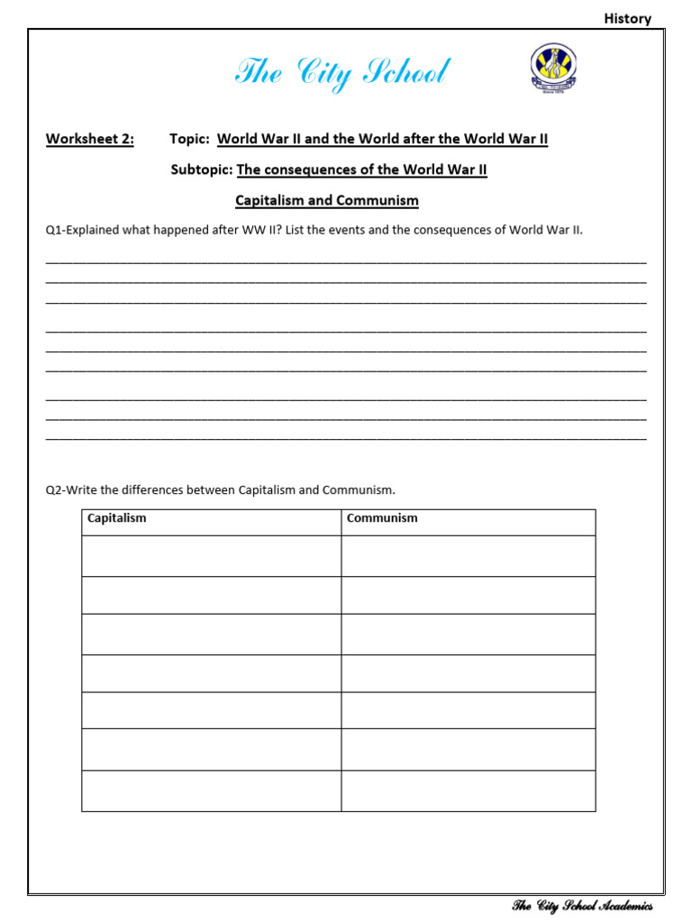 Worksheet 2-The Consequences of The World War II | PDF | Nuclear ...