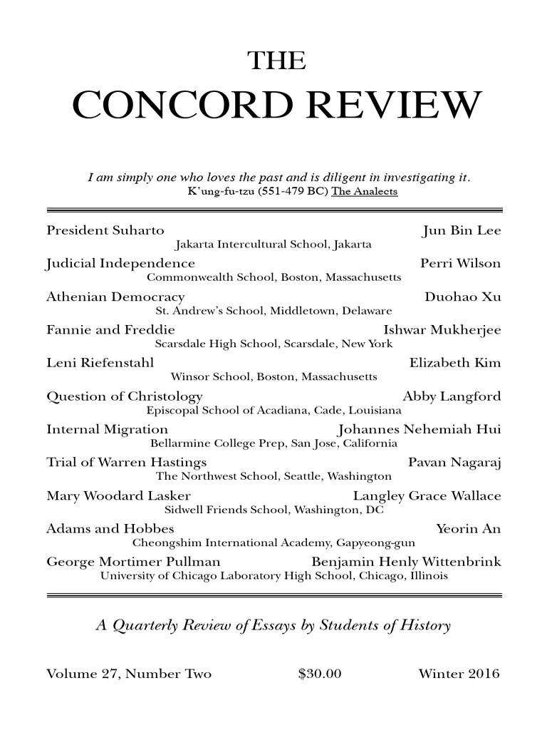 Concord Review Winter 2016 | PDF | Cost Of Living | Logging