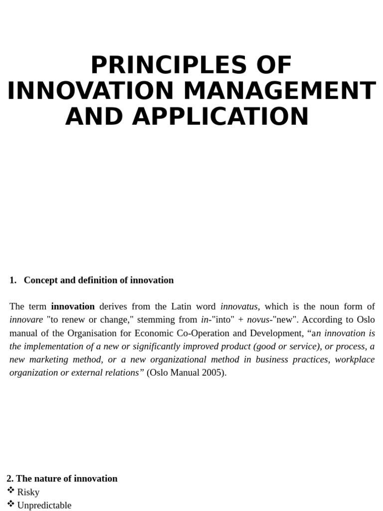 Principles of Innovation Ric 117 | PDF | Innovation | Change Management