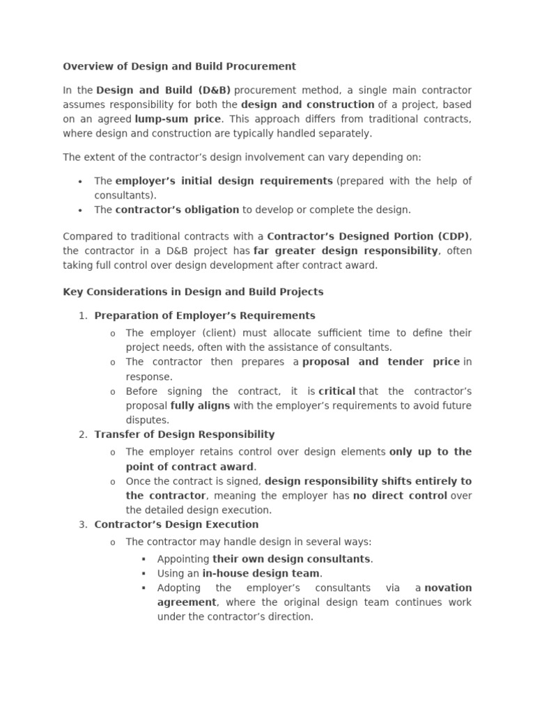 Overview of Design and Build Procurement | PDF | Employment | Economies