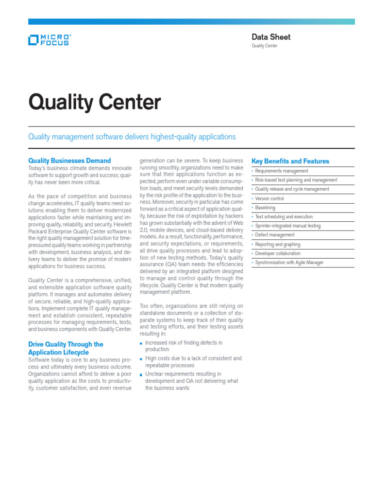 Quality Center Enterprise MFS Data Sheet | PDF | Software As A Service ...