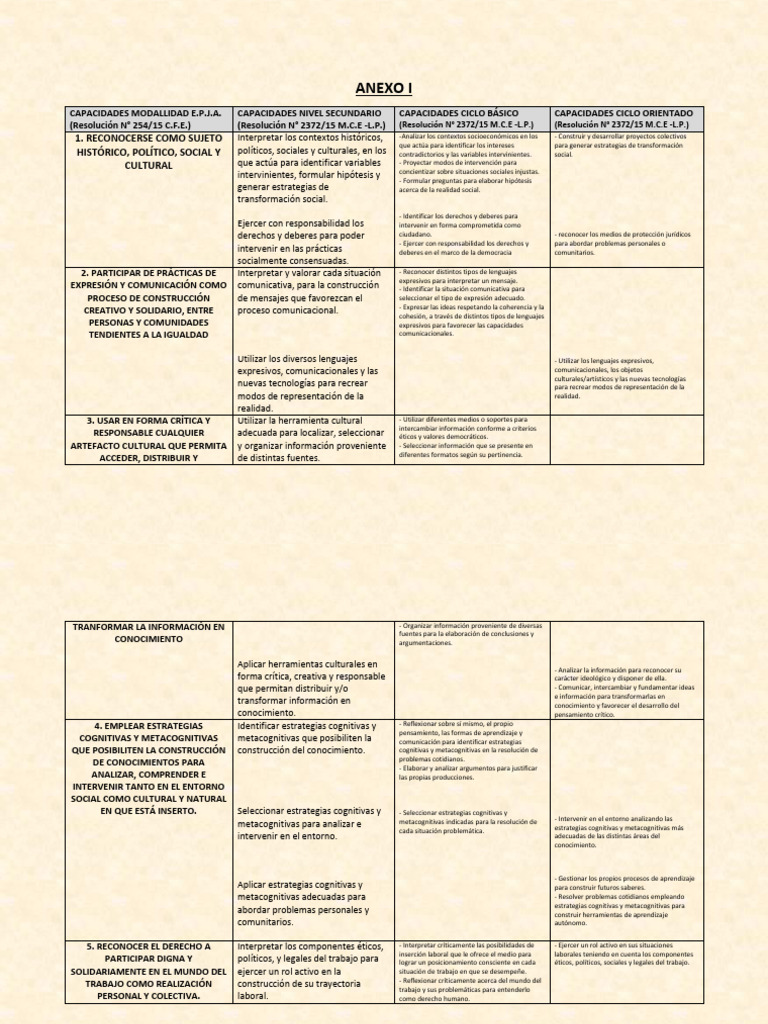 Capacidades Nivel Secundario | PDF | Metacognición | Aprendizaje