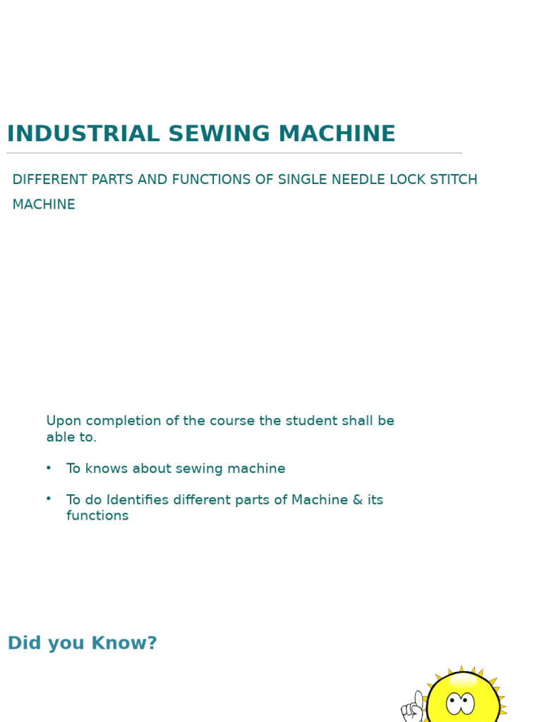 Introduction To Sewing Machine | PDF | Sewing Machine | Sewing