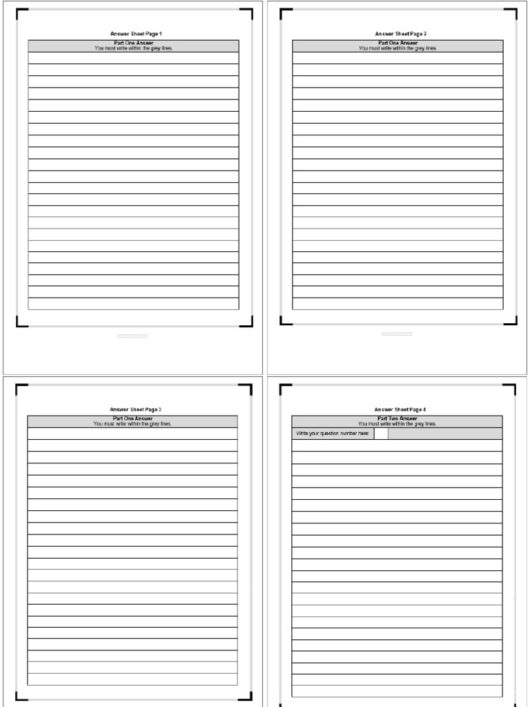 C1 Answer Sheet - Part 1 and 2 | PDF