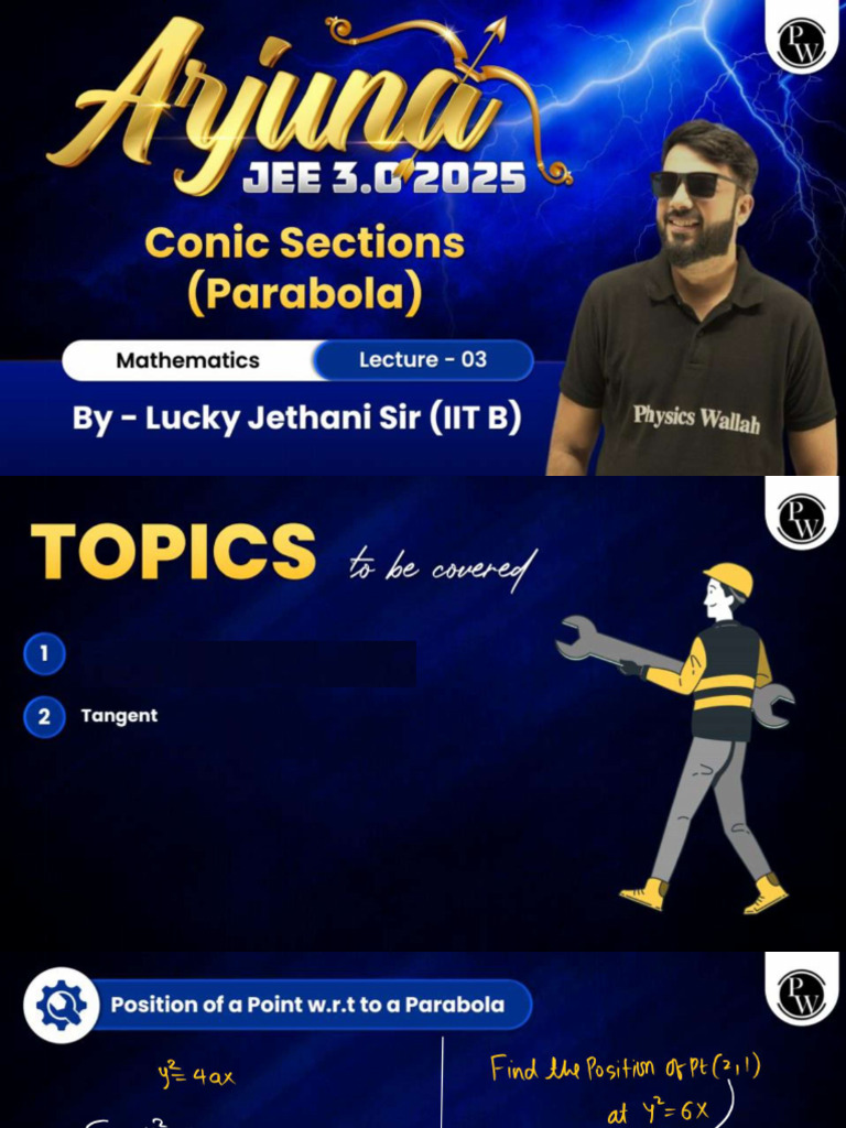 Conic Sections (Parabola) 03 Class Notes PDF | PDF