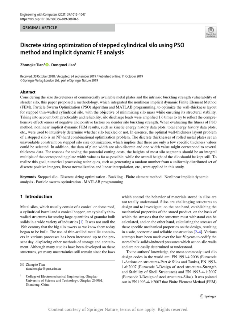 Discrete_sizing_optimization_of_stepped_cylindrica | PDF | Buckling | Mathematical Optimization