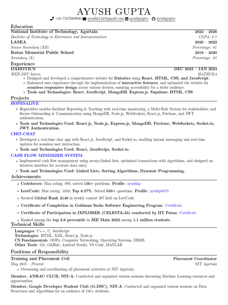 Resume Akshat Kumar Verma Copy | PDF | Java Script | Web Development