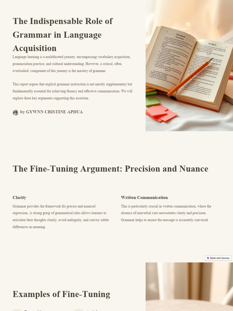 The Indispensable Role of Grammar in Language Acquisition | PDF ...