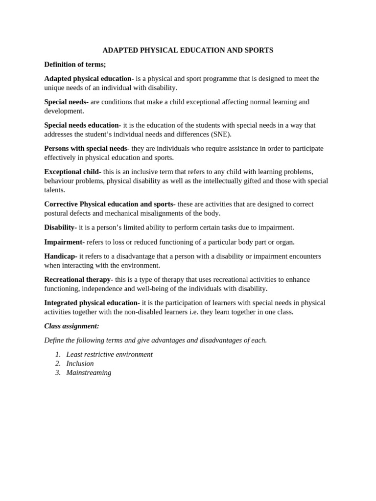 Adapted Physical Education and Sports-1 | PDF | Hearing Loss | Disability