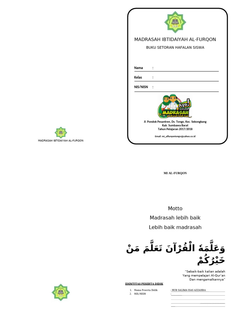 Buku Setoran Hafalan Siswa | PDF