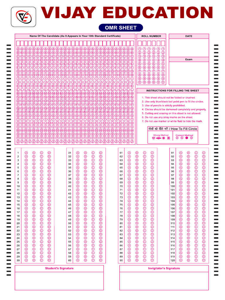 120 MCQ OMR Sheet | PDF